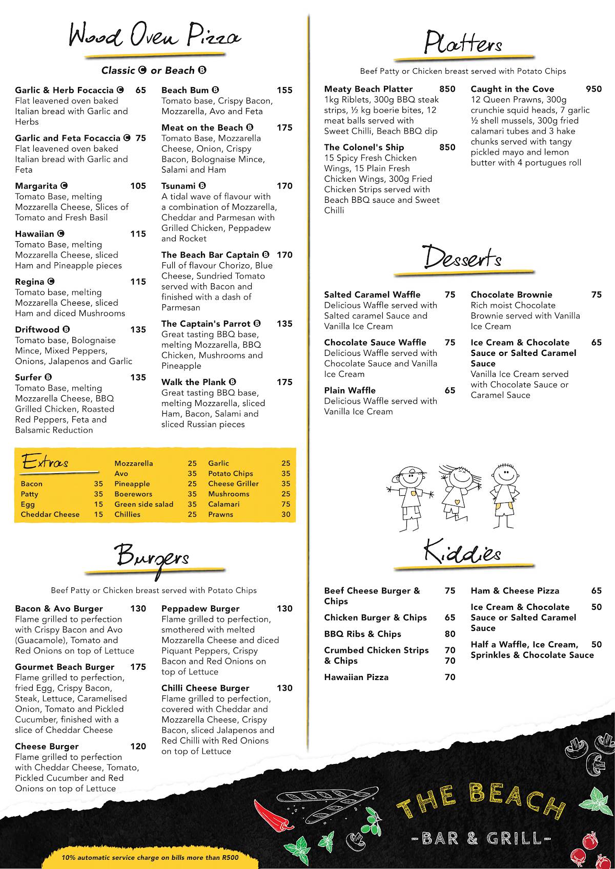 Menu at The Beach Bar & Grill, Hartbeespoort
