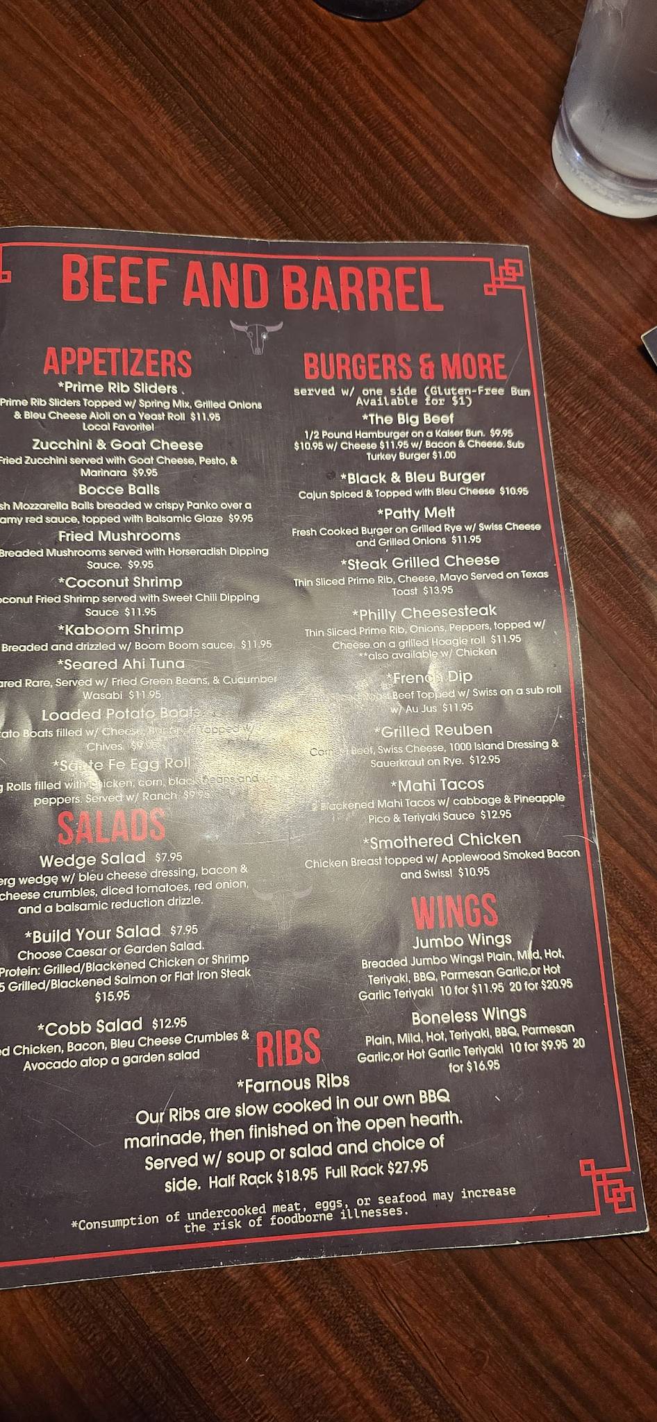 Menu at The Beef and Barrel Restaurant & Lounge, Crossville, West Ave