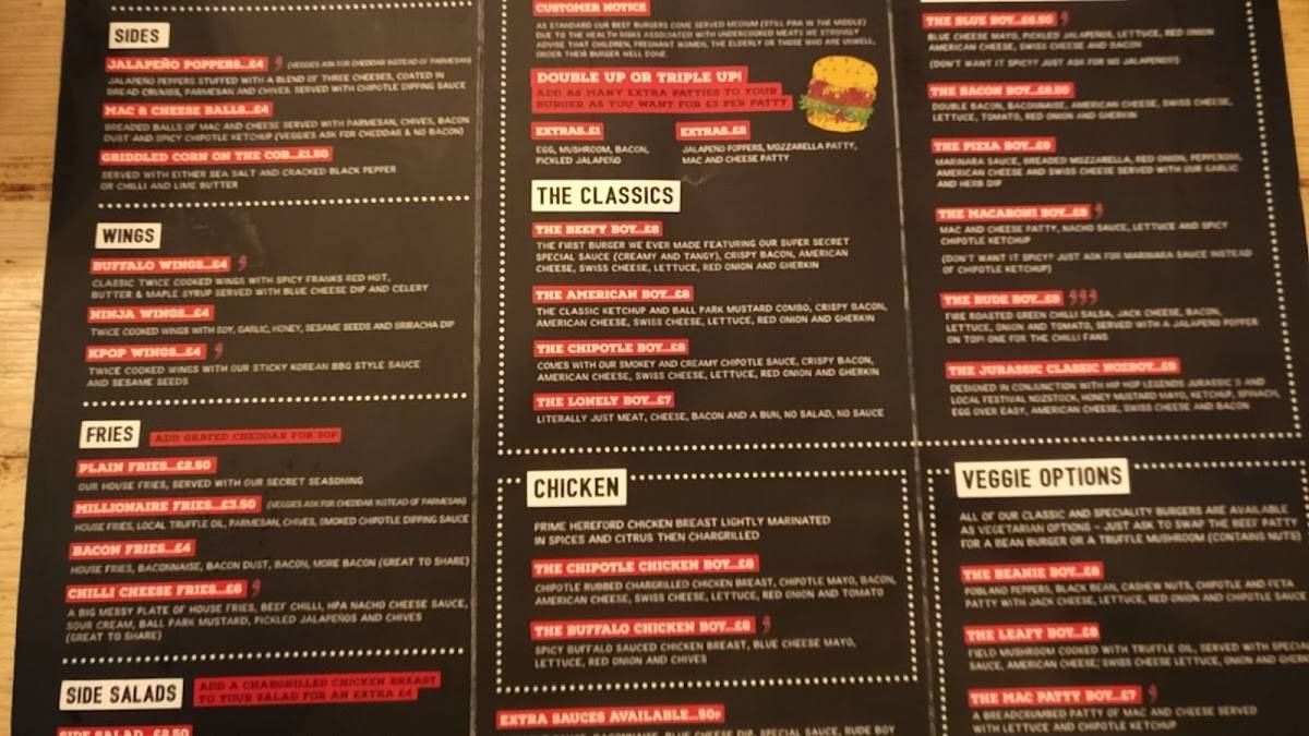 Menu at The Beefy Boys pub & bar, Hereford