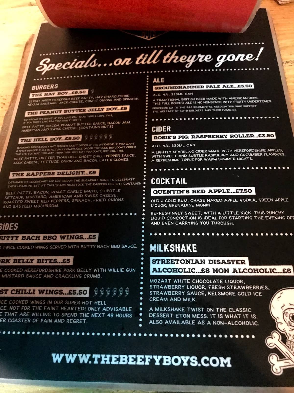 Menu at The Beefy Boys pub & bar, Hereford