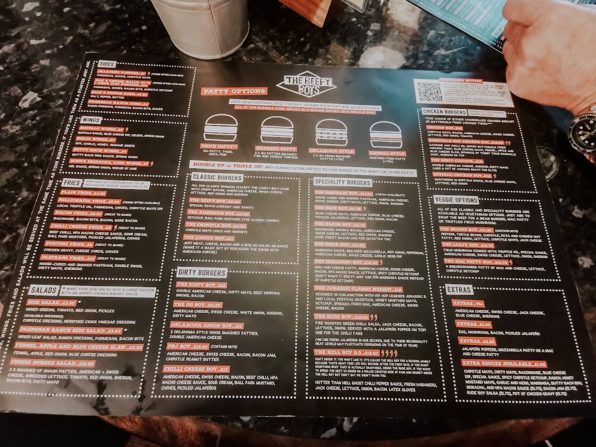 Menu at The Beefy Boys pub & bar, Hereford