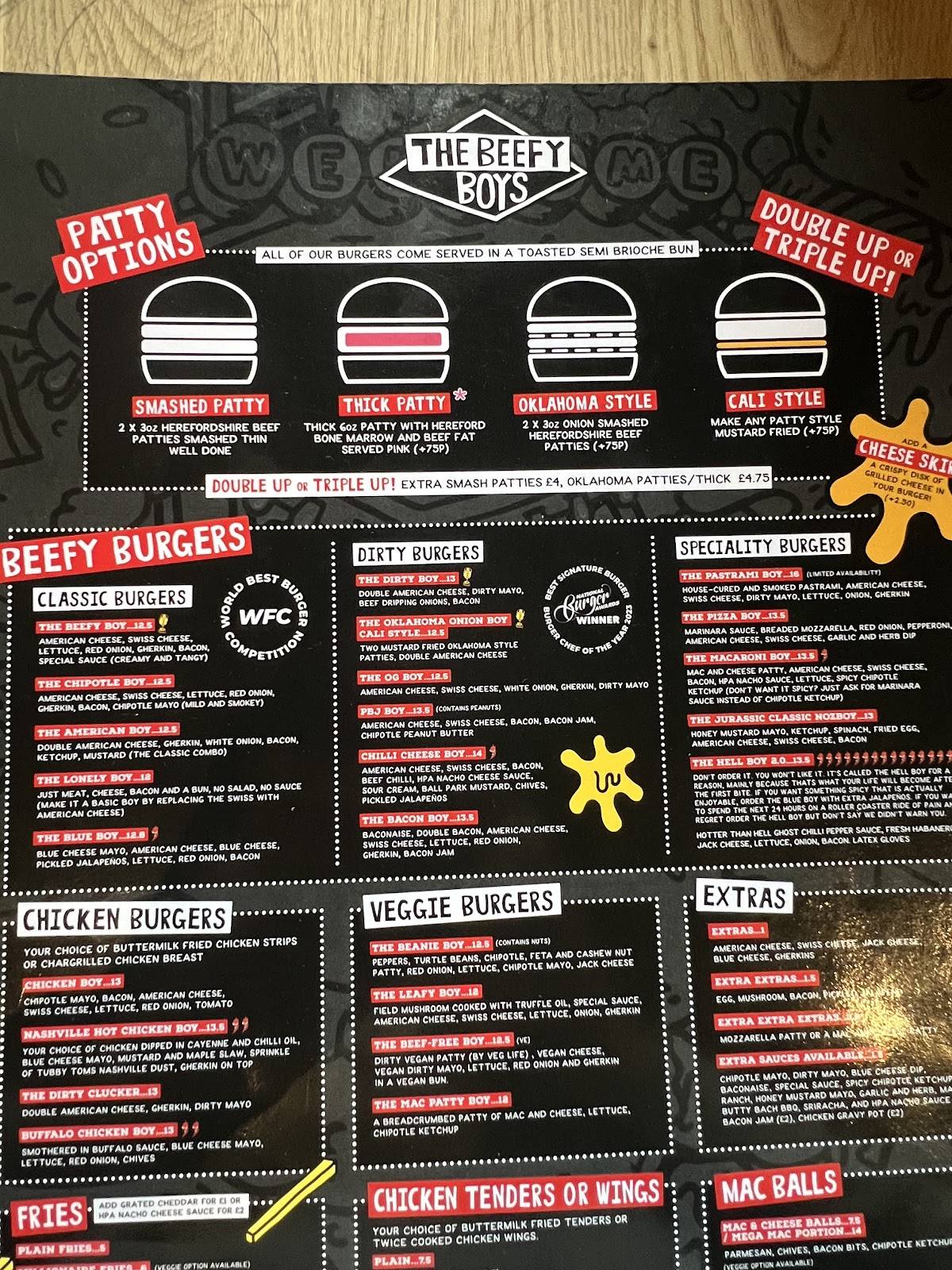 Menu at The Beefy Boys pub & bar, Hereford