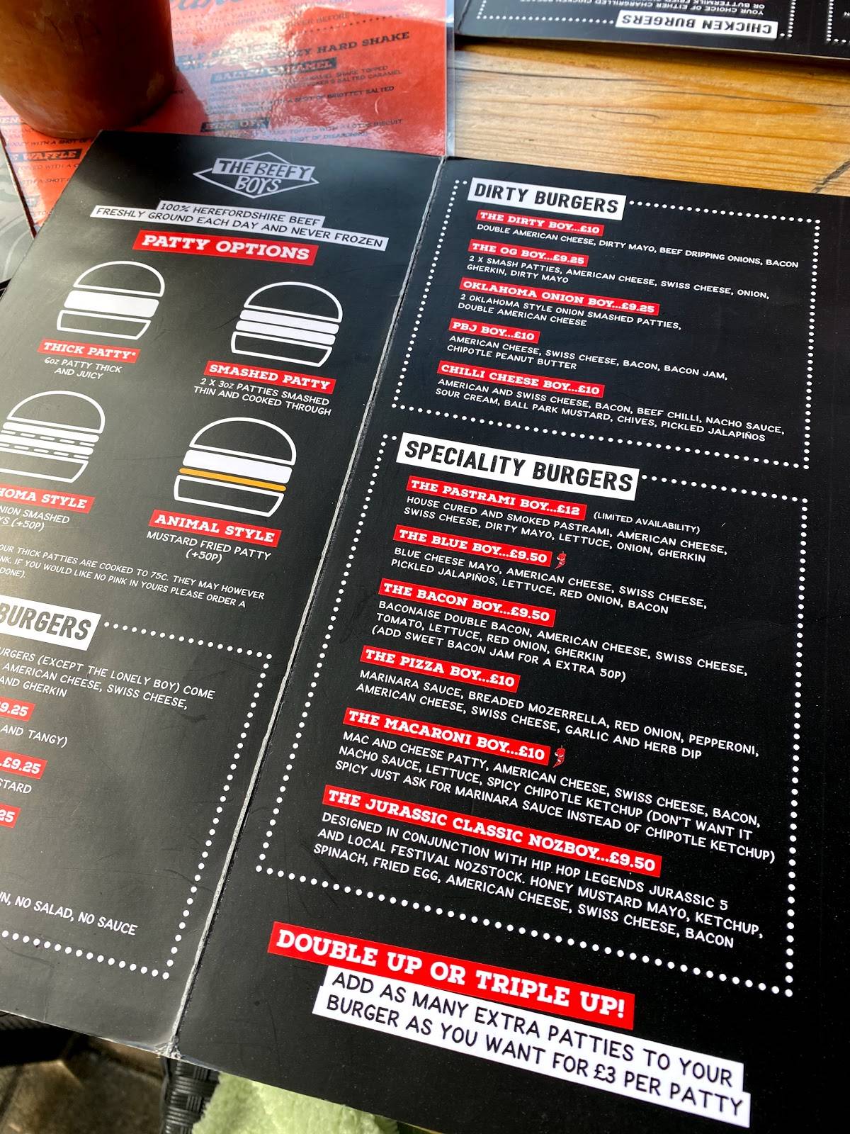 Menu at The Beefy Boys pub & bar, Hereford