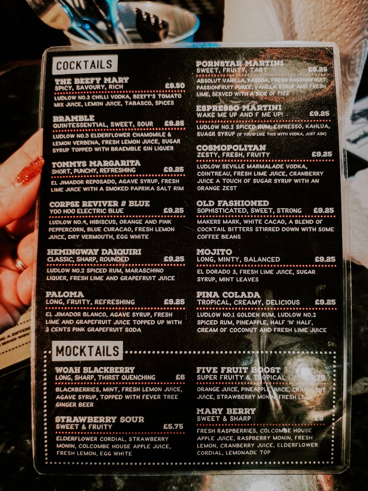 Menu at The Beefy Boys pub & bar, Hereford