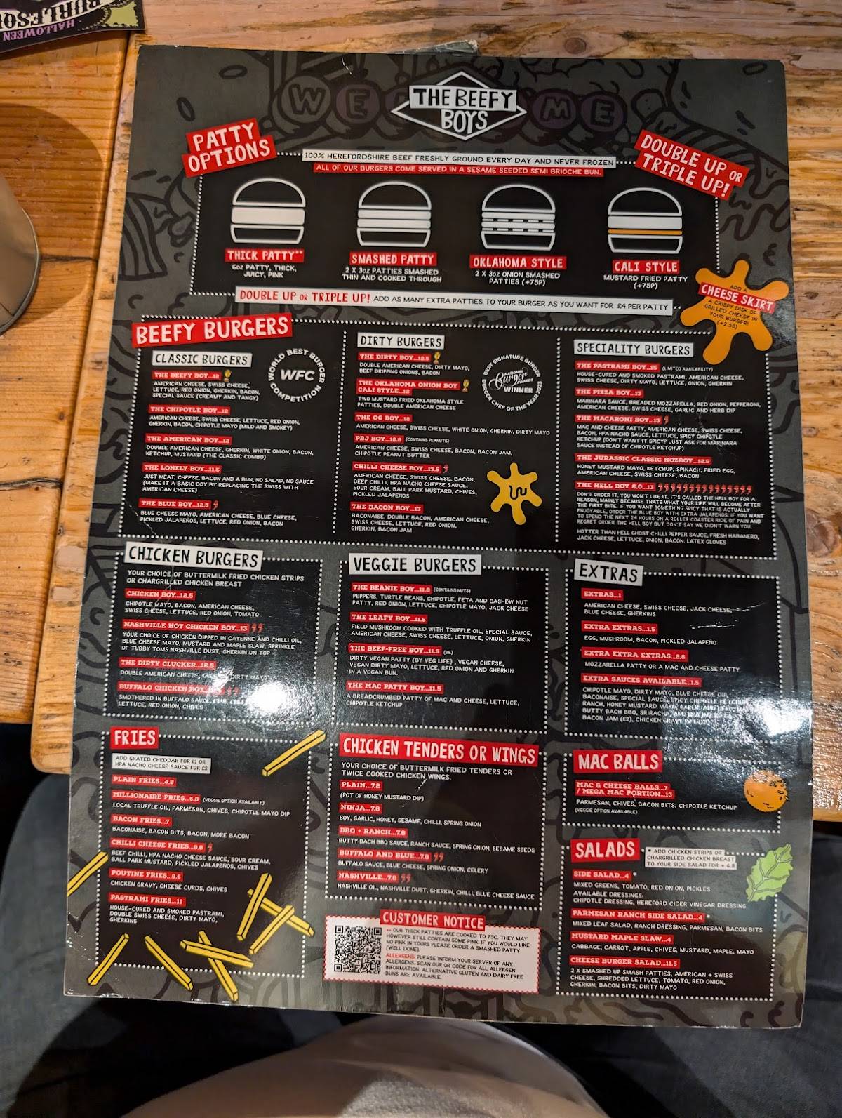 Menu at The Beefy Boys pub & bar, Hereford
