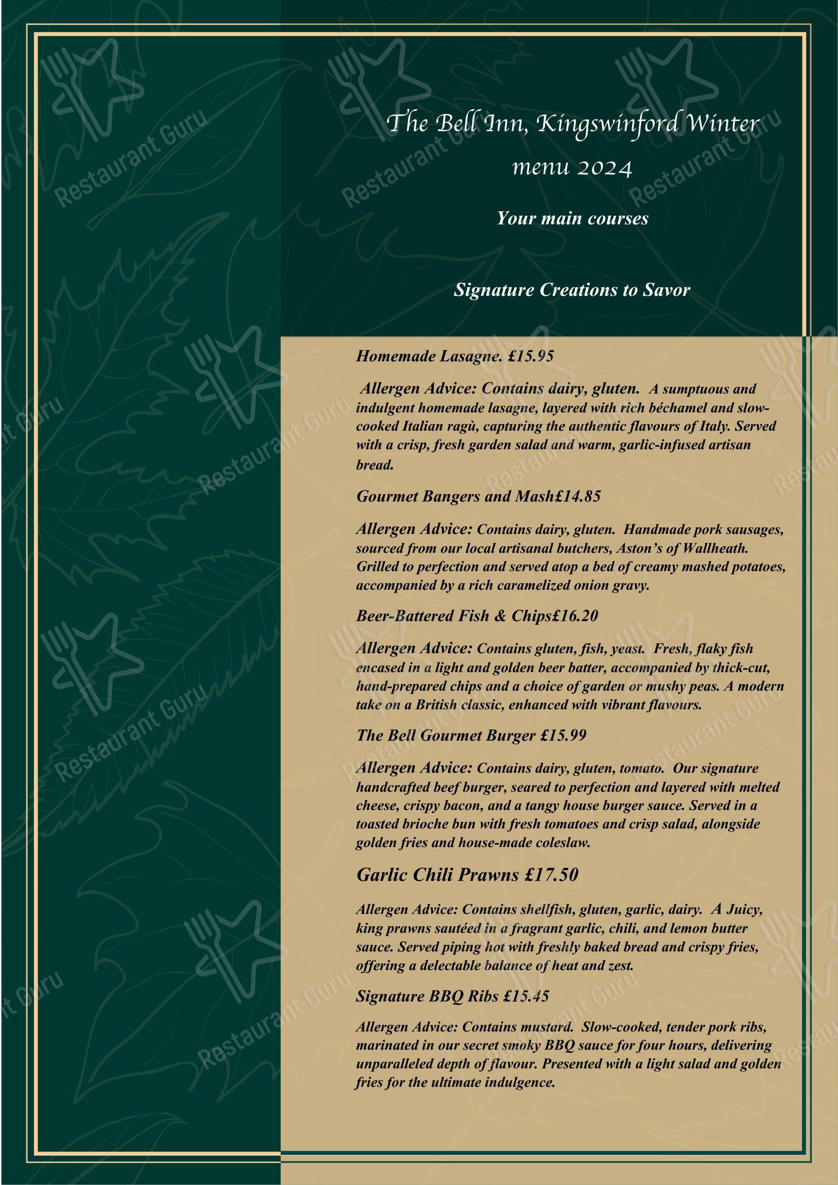 Menu at The Bell Inn pub & bar, Kingswinford, 614 High St