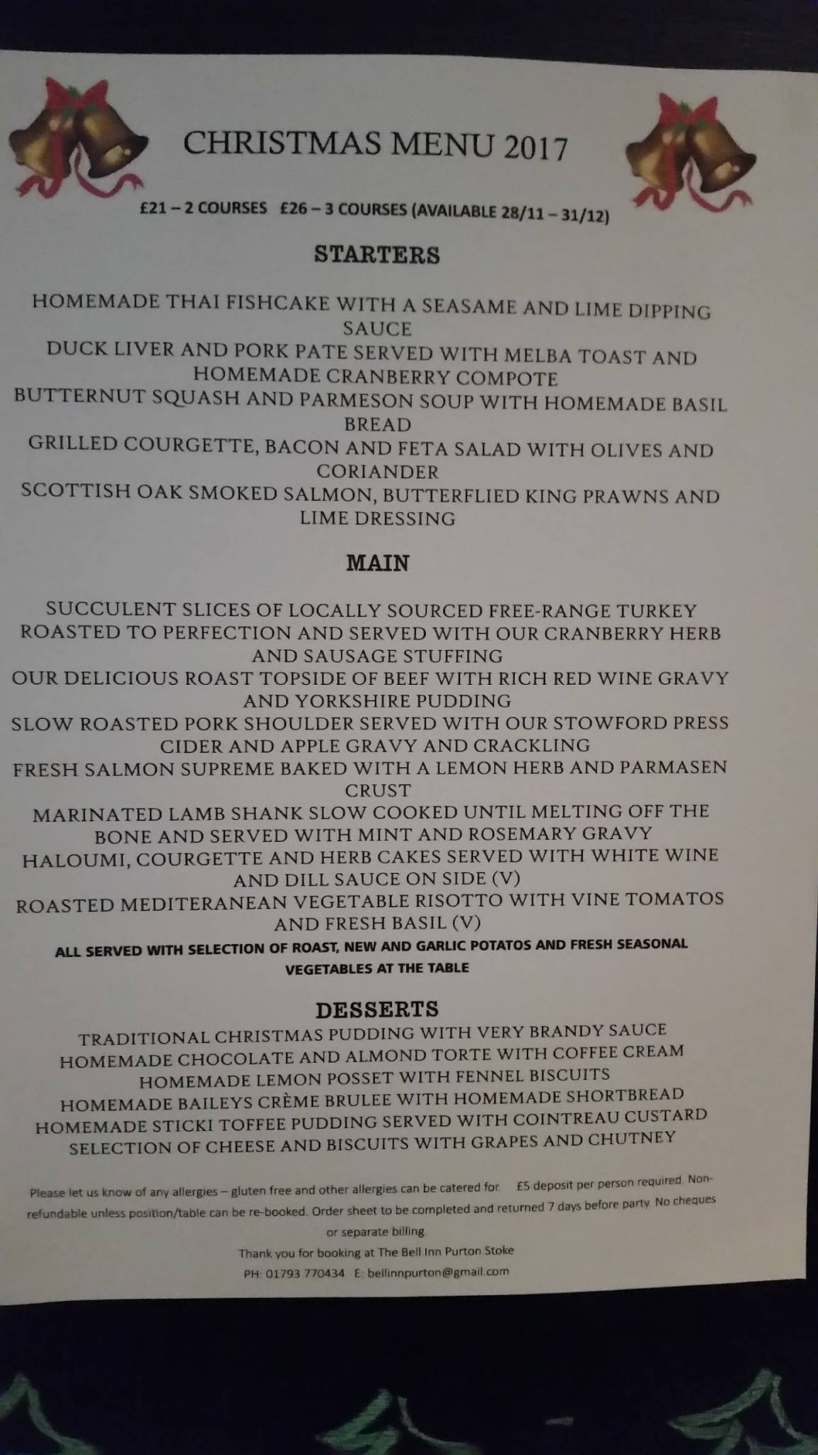 Menu at The Bell, Purton pub & bar, Swindon, Purton Stoke
