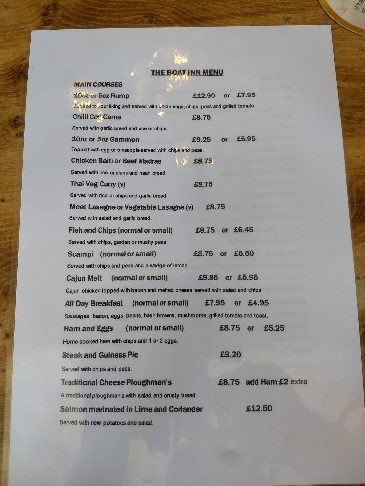 Menu at The Boat Inn pub & bar, Coventry, Boat Inn