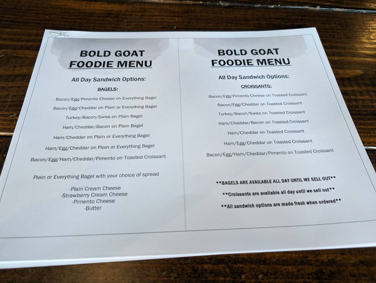 Menu at The Bold Goat Coffee Company desserts, Fairfield