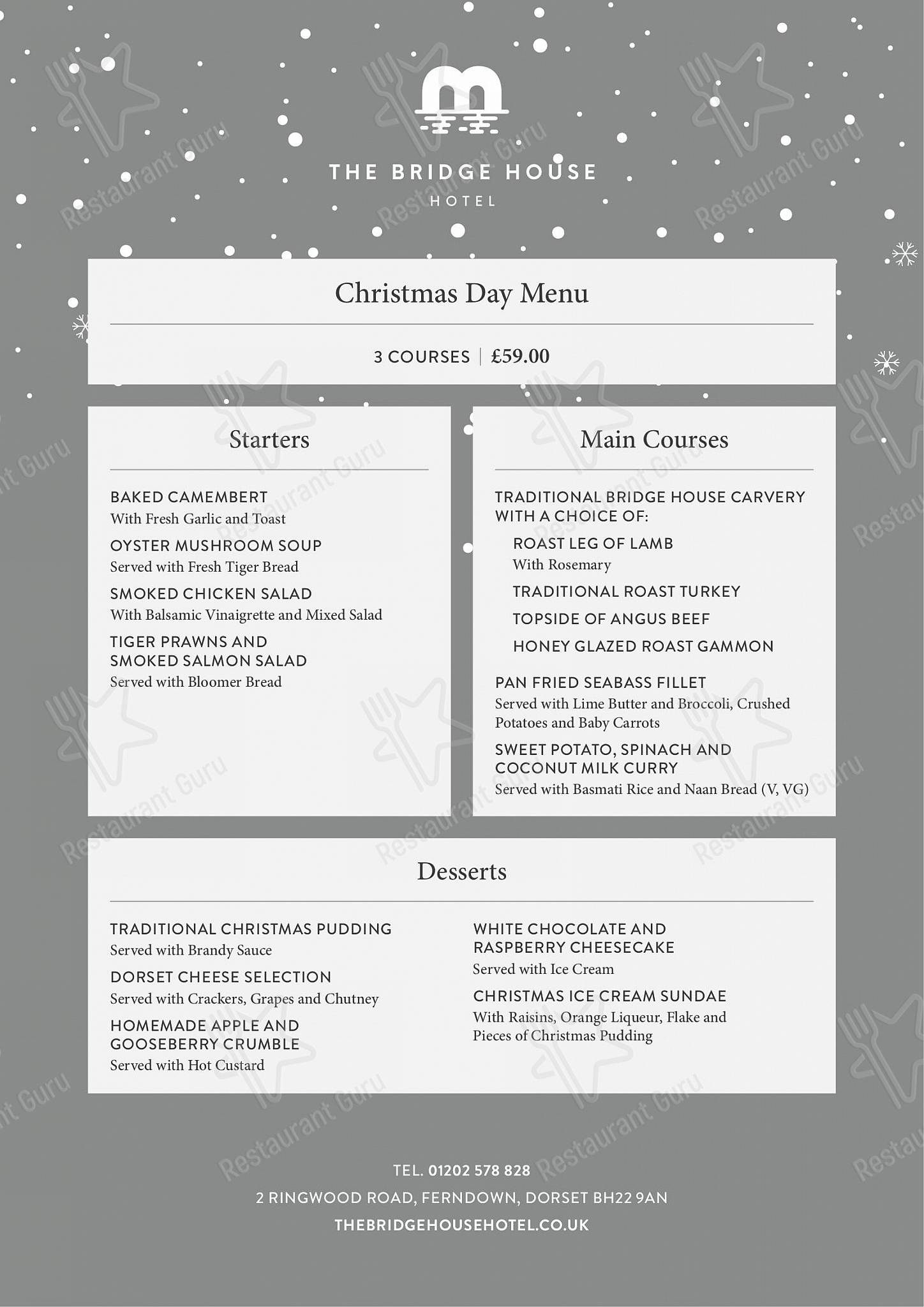 Menu at The Bridge House pub & bar, Ferndown