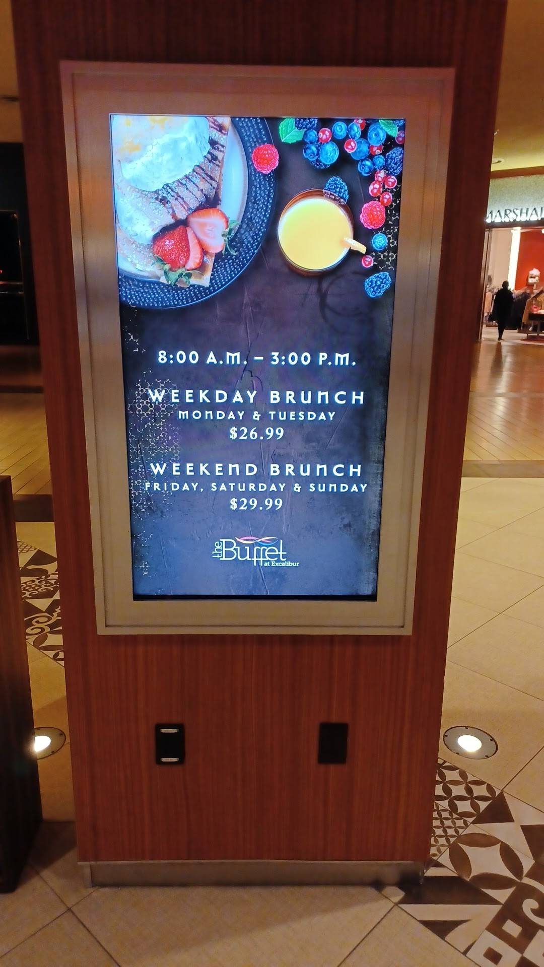 Menu at The Buffet at Excalibur restaurant, Las Vegas