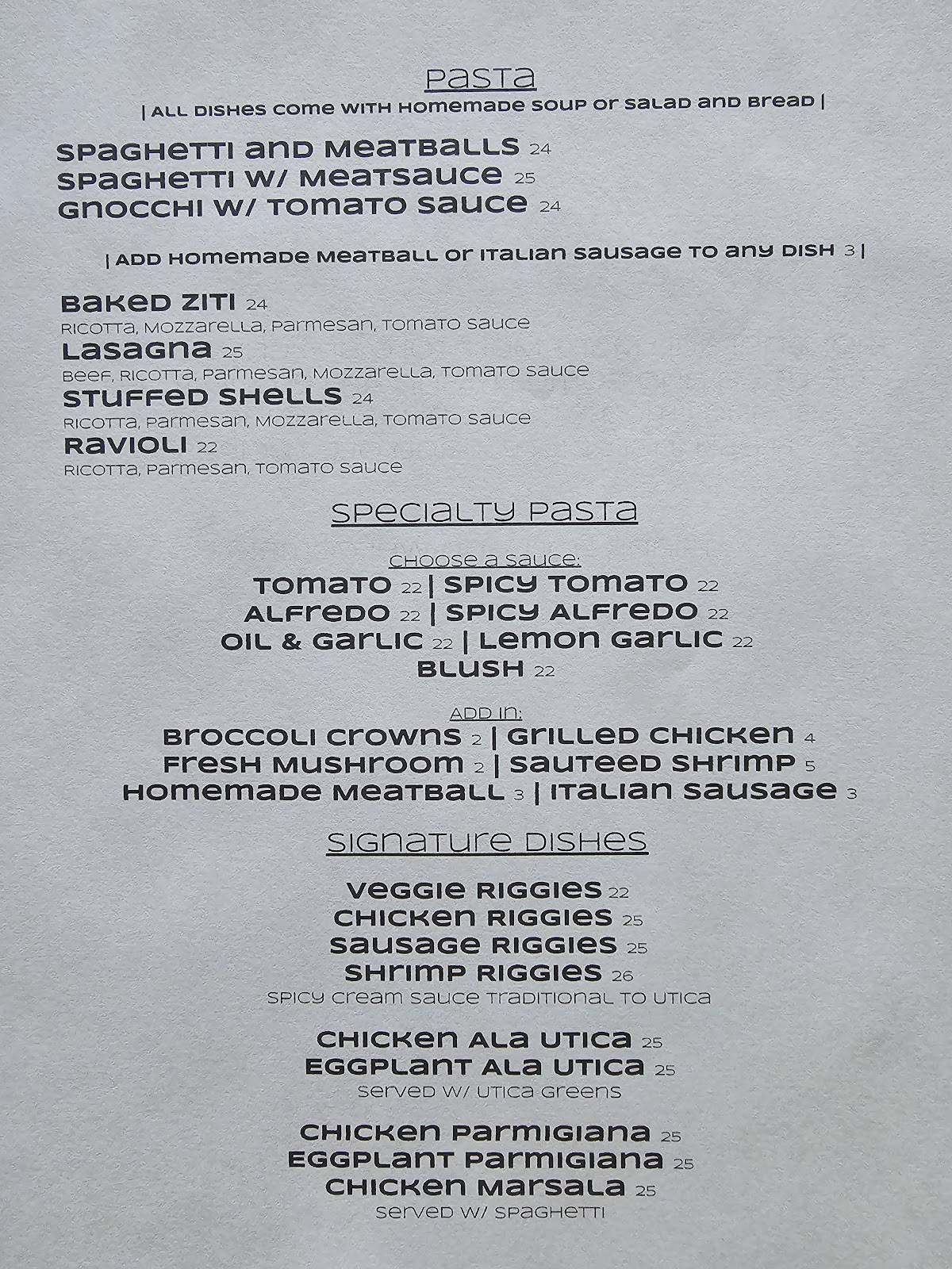 Menu at The Cafe Bella Luna, Brewerton