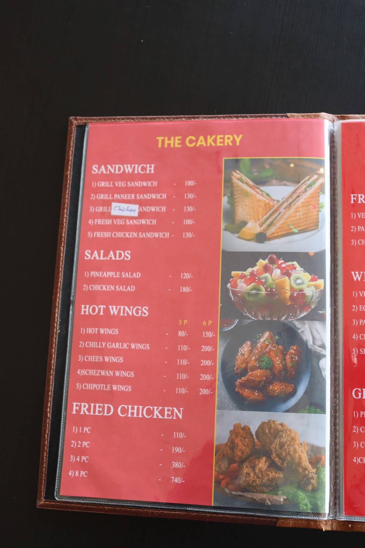 Menu at The Cakery, Kadapa