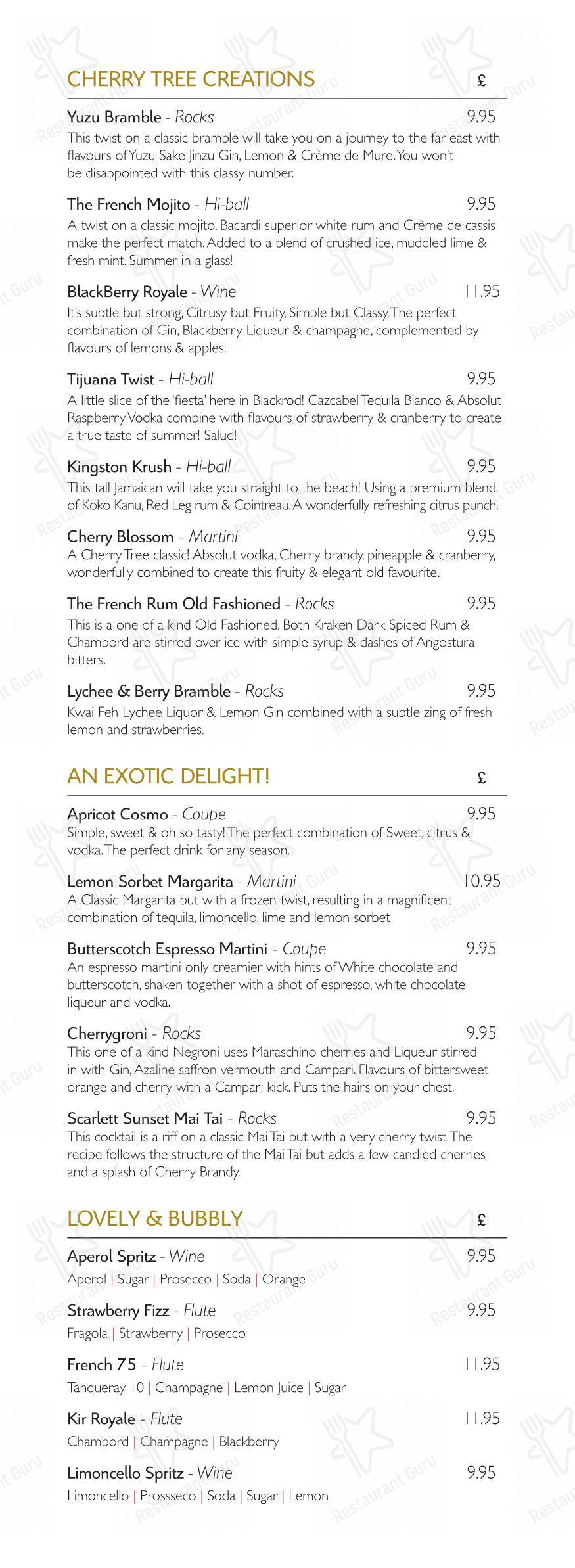 Menu at The Cherry Tree pub & bar, Blackrod