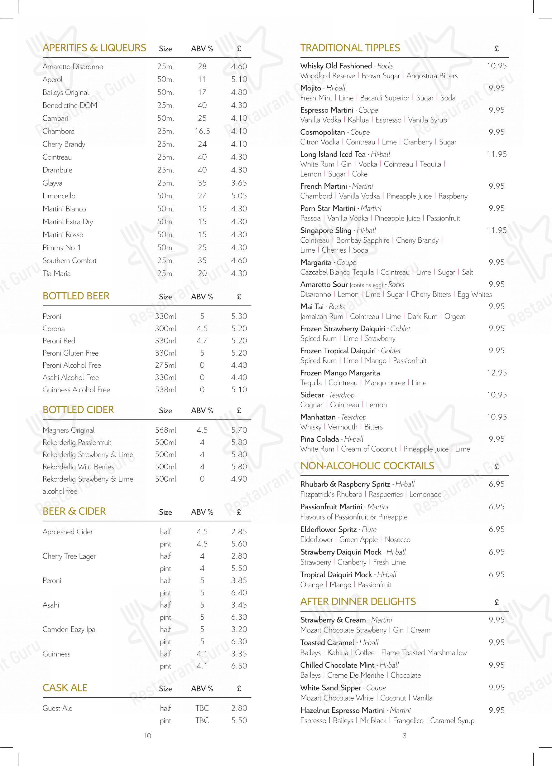 Menu at The Cherry Tree pub & bar, Blackrod