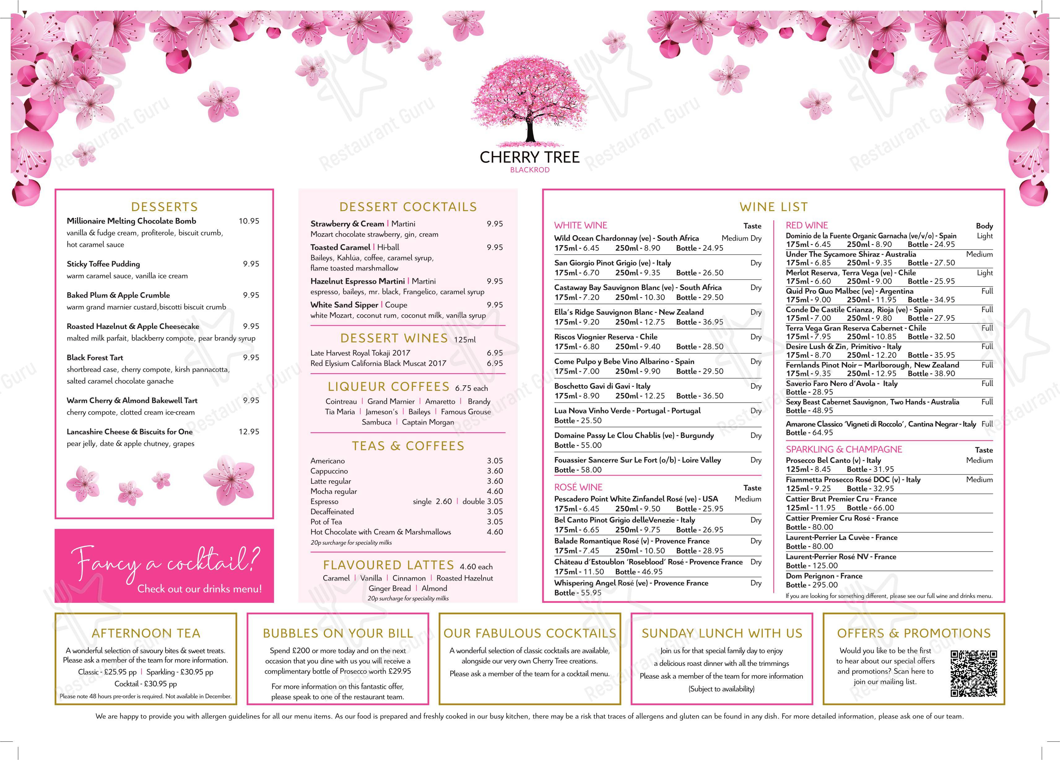 Menu at The Cherry Tree pub & bar, Blackrod