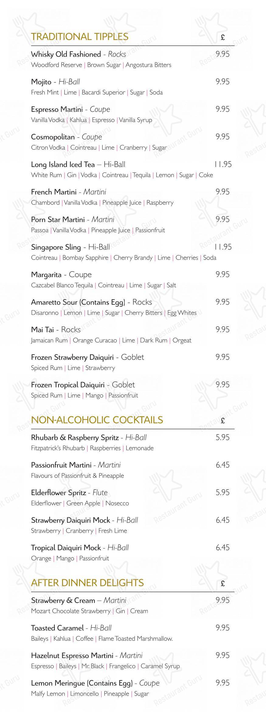 Menu at The Cherry Tree pub & bar, Blackrod