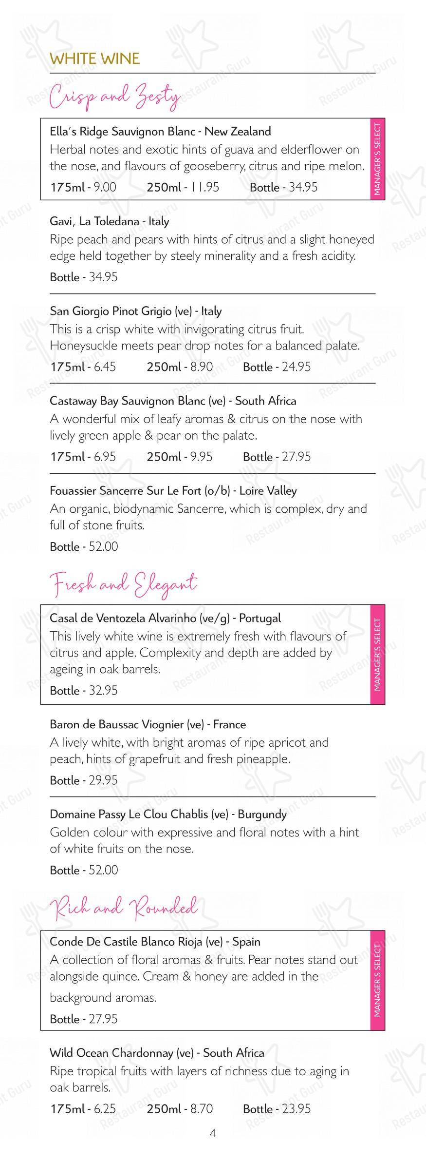 Menu at The Cherry Tree pub & bar, Blackrod