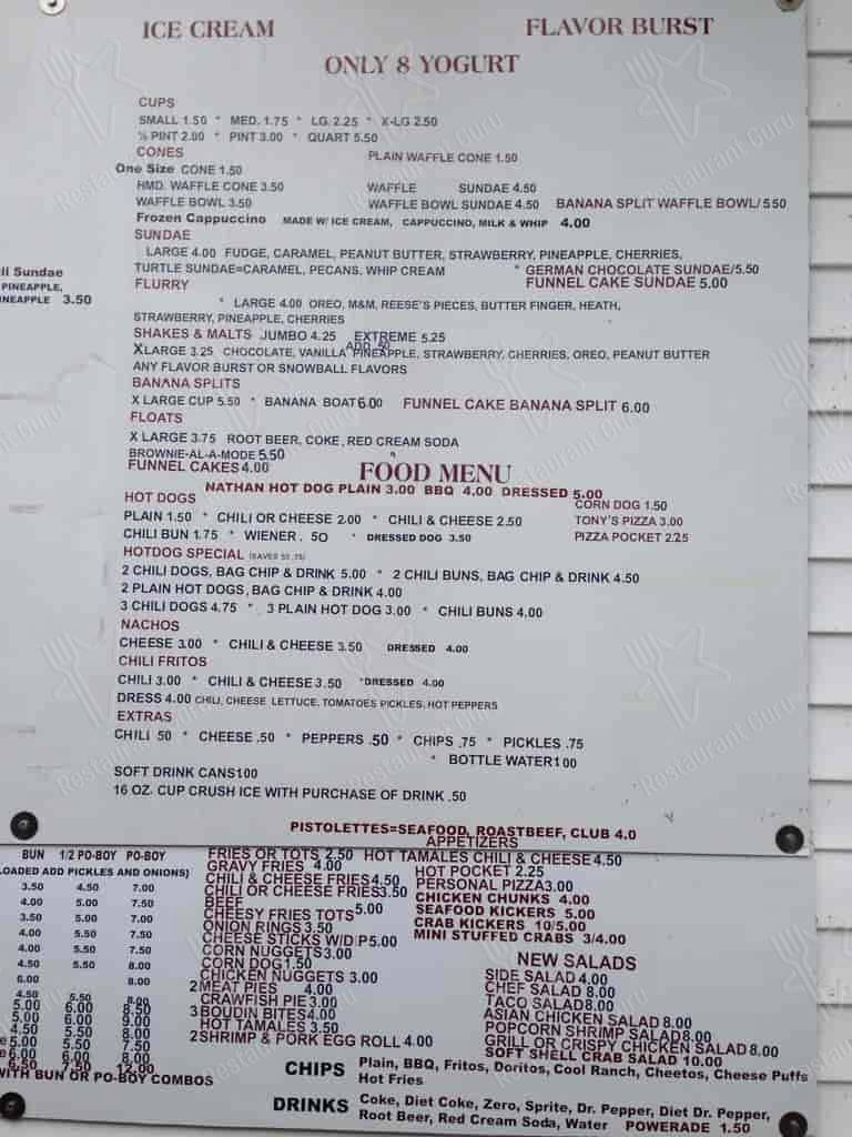 Menu at The Chill Out fast food, Cut Off