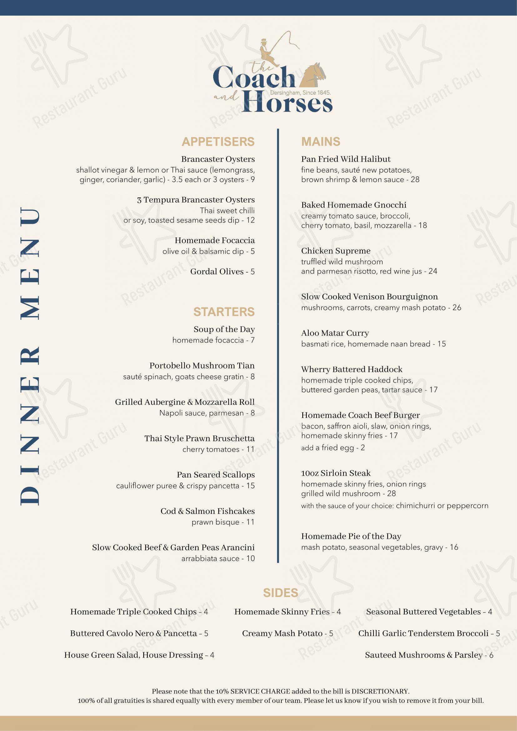 Menu at The Coach & Horses pub & bar, Dersingham
