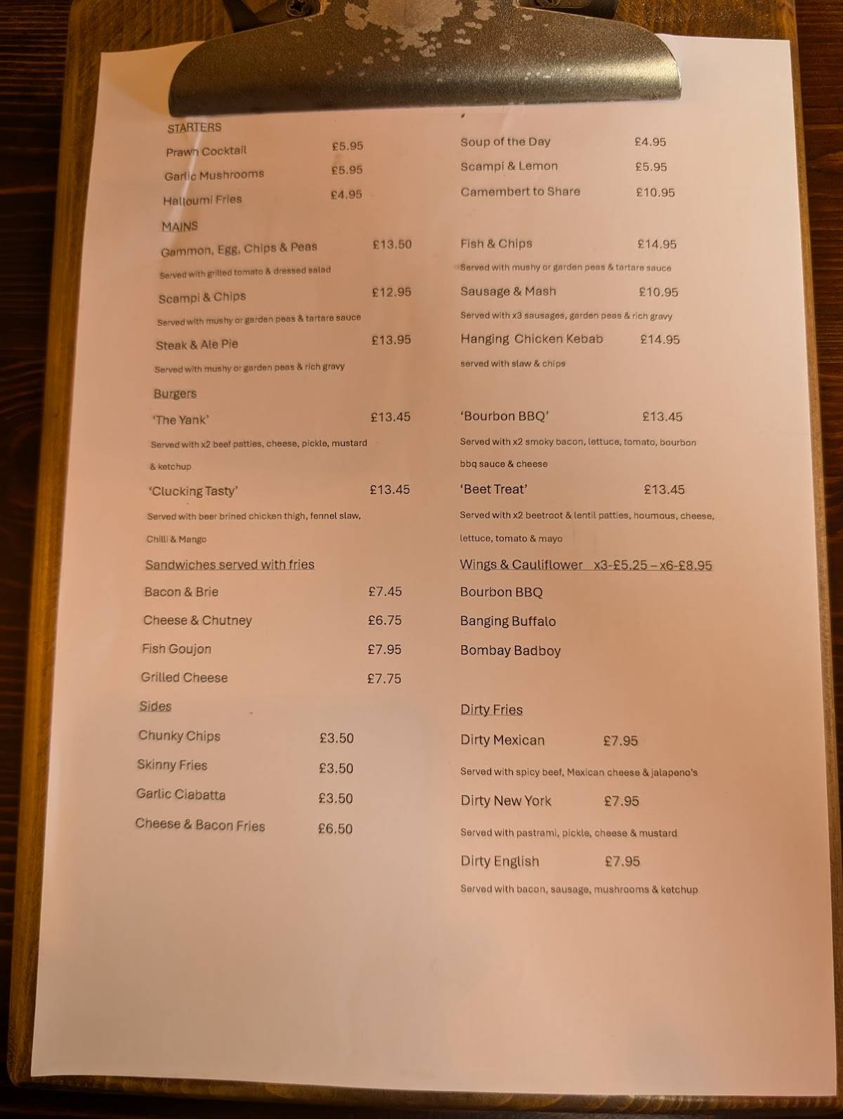 Menu at The Cornerhouse pub & bar, Beverley