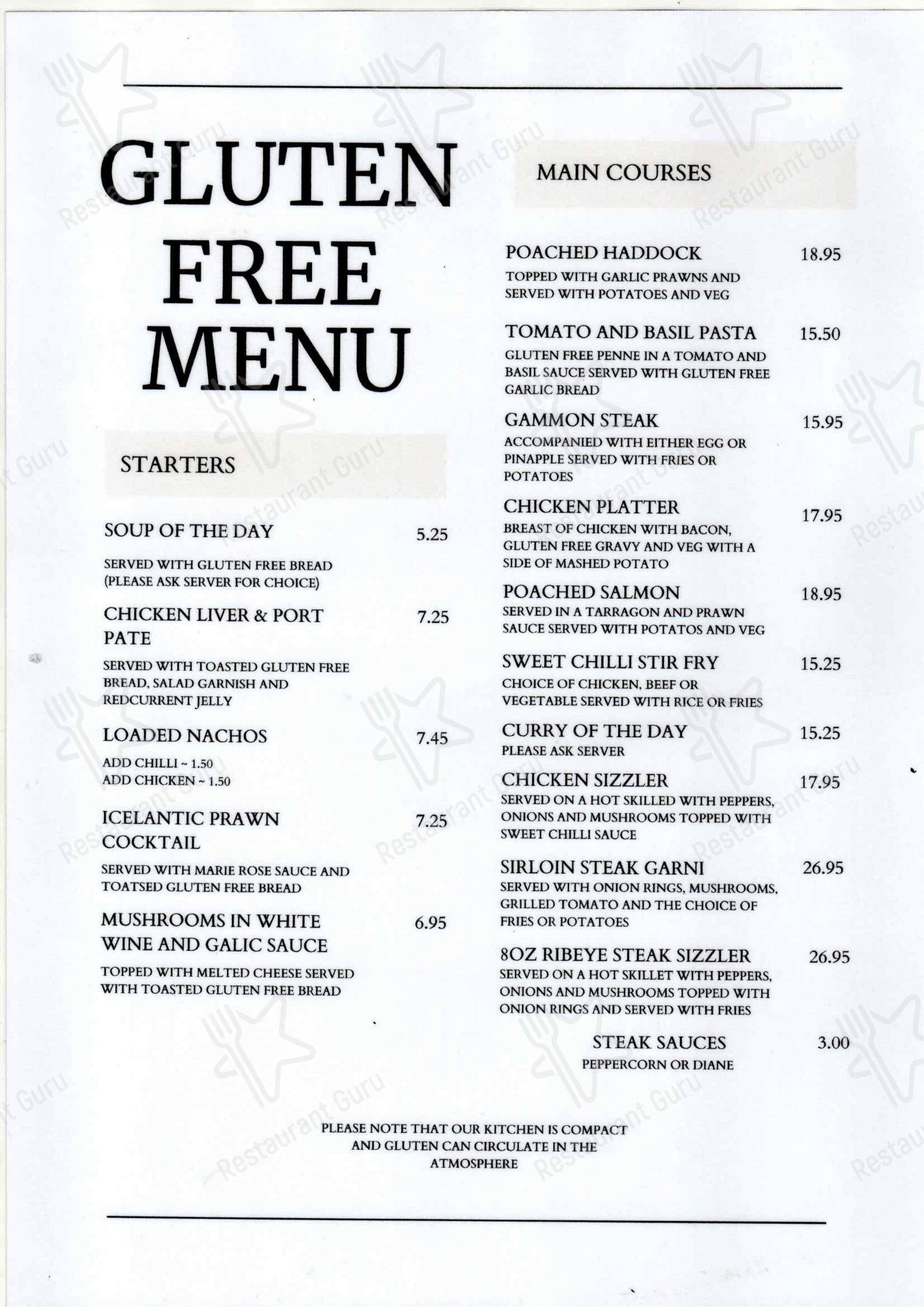 Menu at The Coronation Restaurant, Gorebridge