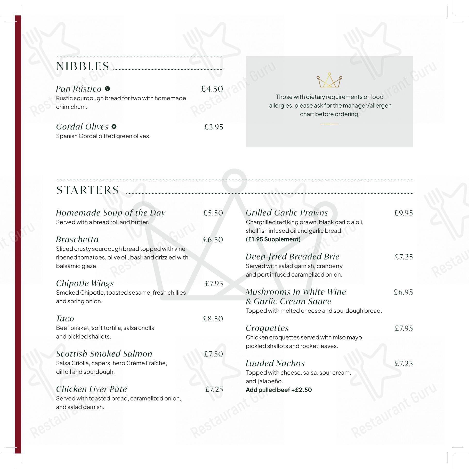Menu at The Coronation Restaurant, Gorebridge
