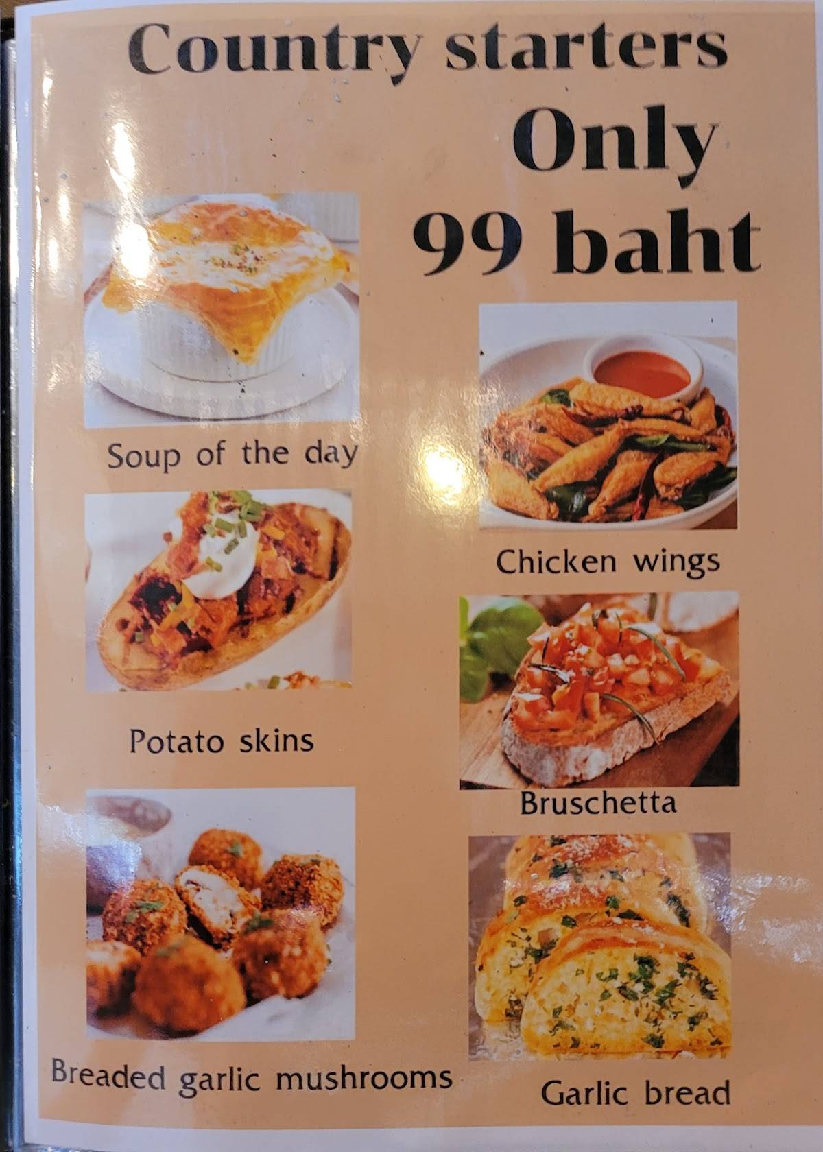 Menu at The Country Grill pub & bar, Udon Thani