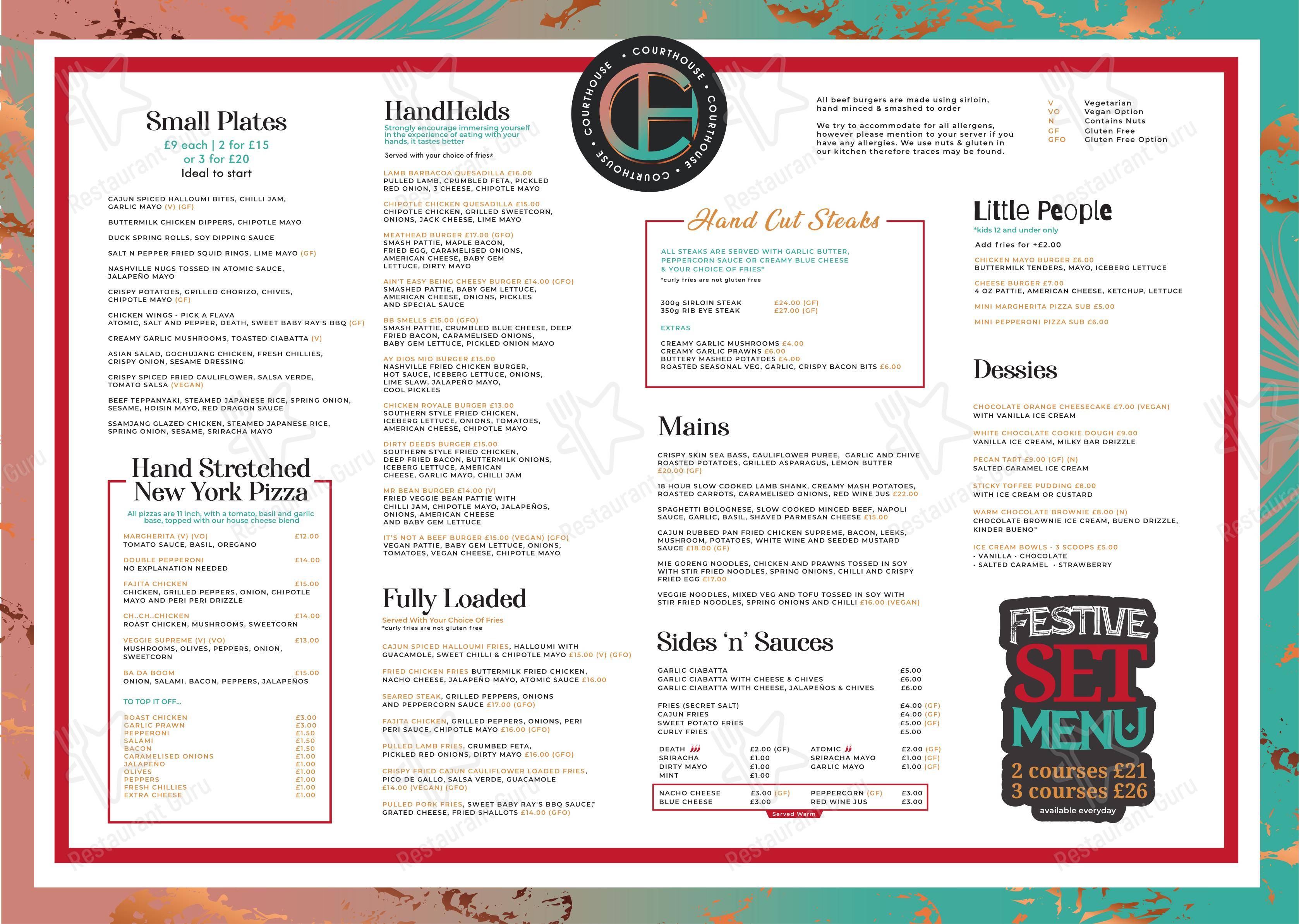 Menu at The Courthouse Bolton pub & bar, Bolton