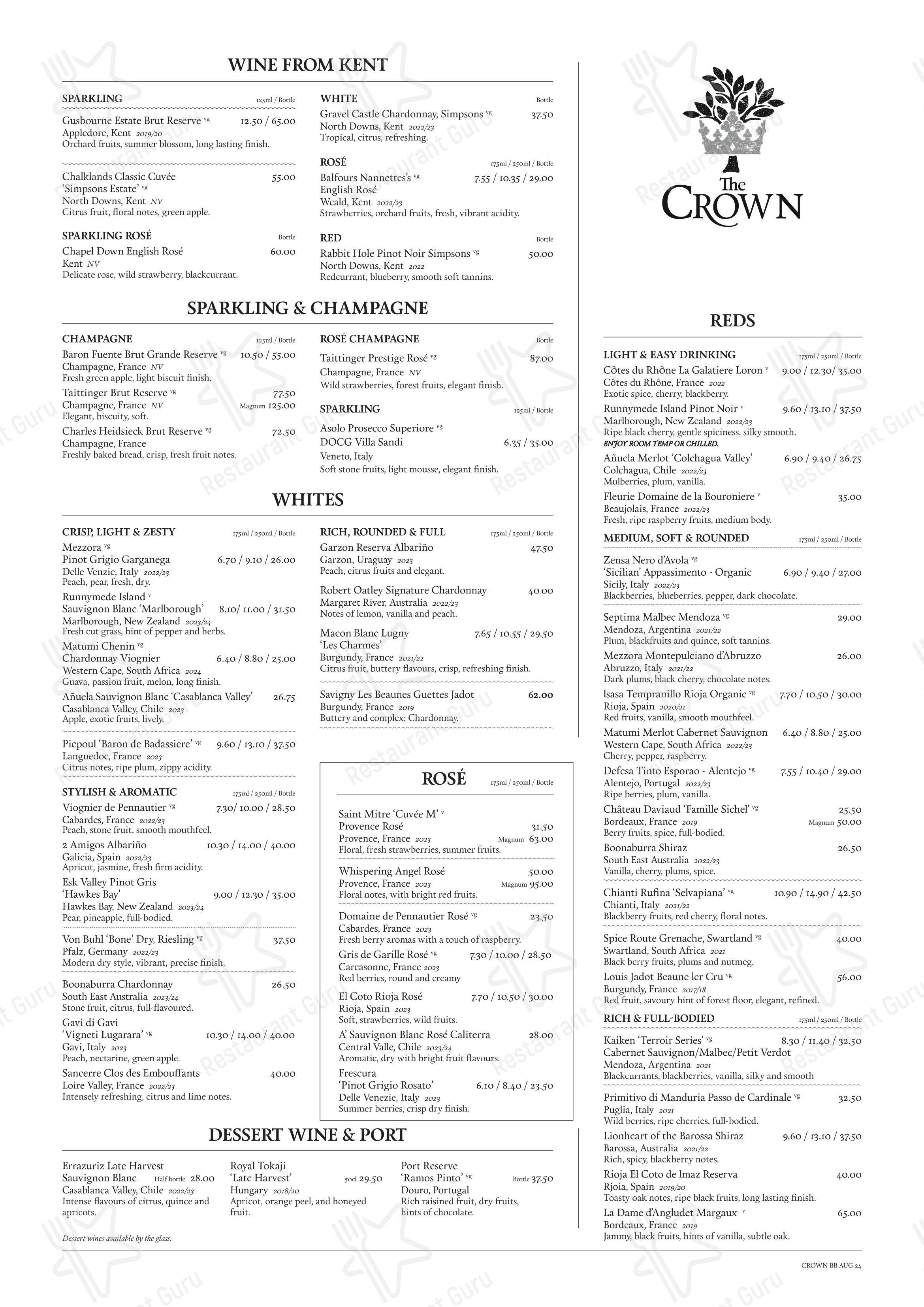 Menu at The Crown pub & bar, Chislehurst, School Rd