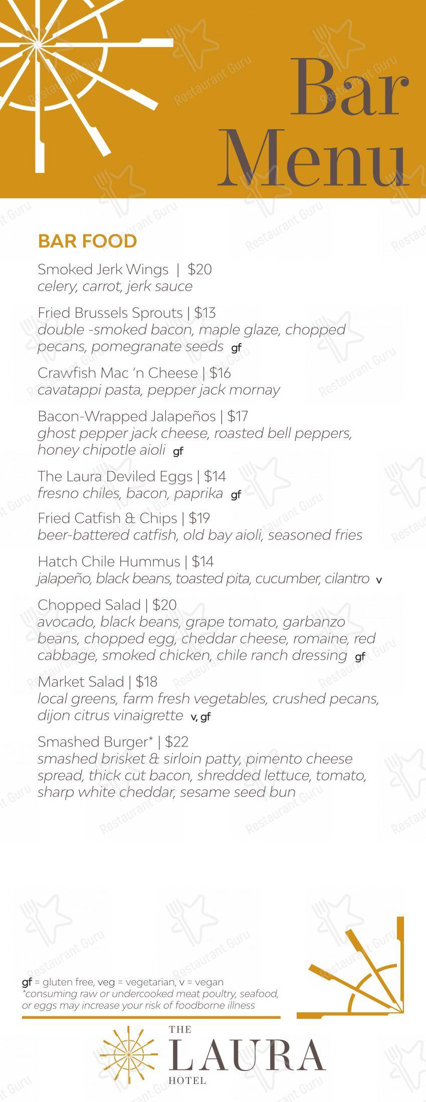 Carta del pub y bar The Deck at The Laura Hotel, Houston