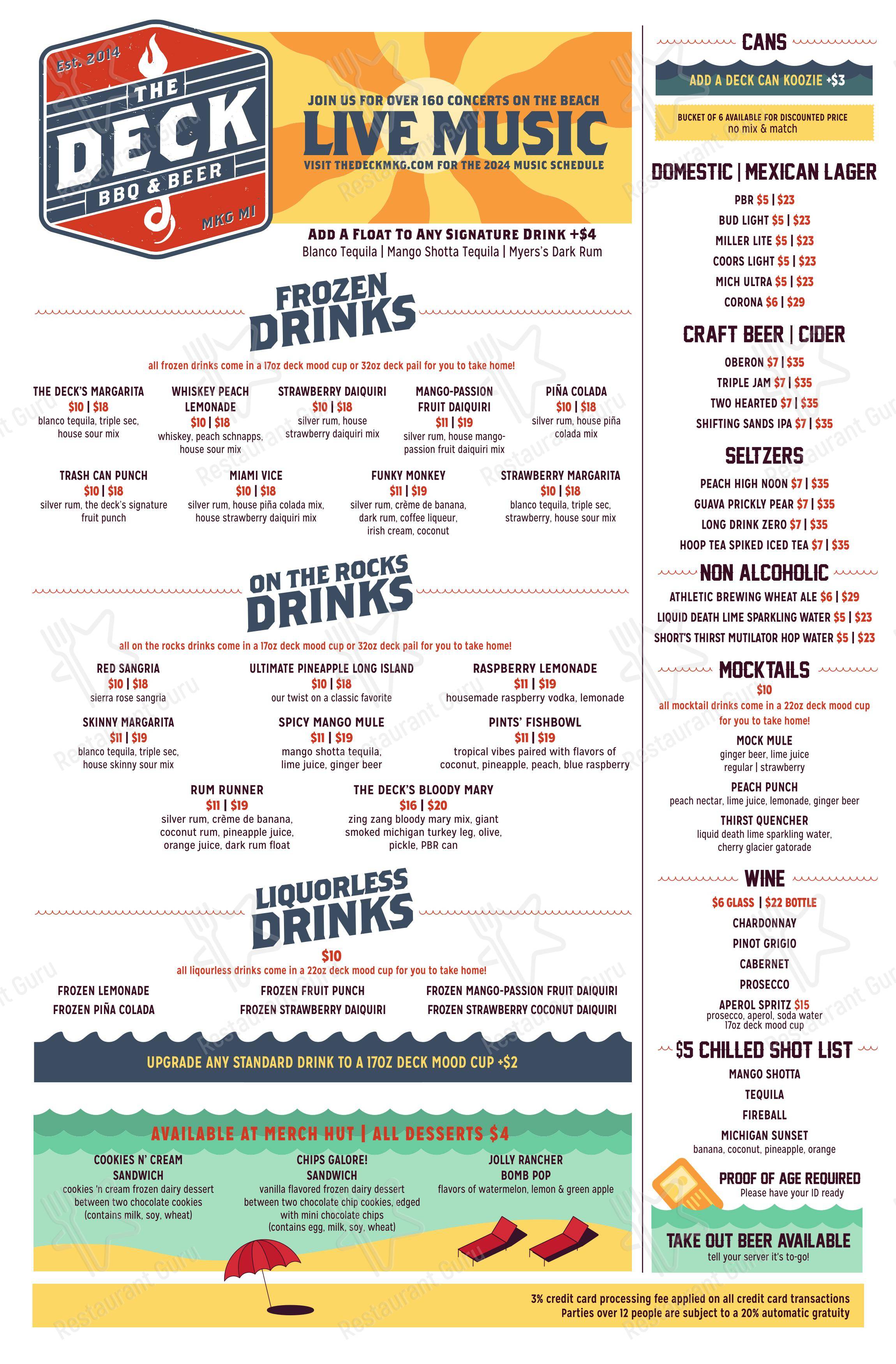 Menu at The Deck pub & bar, Muskegon