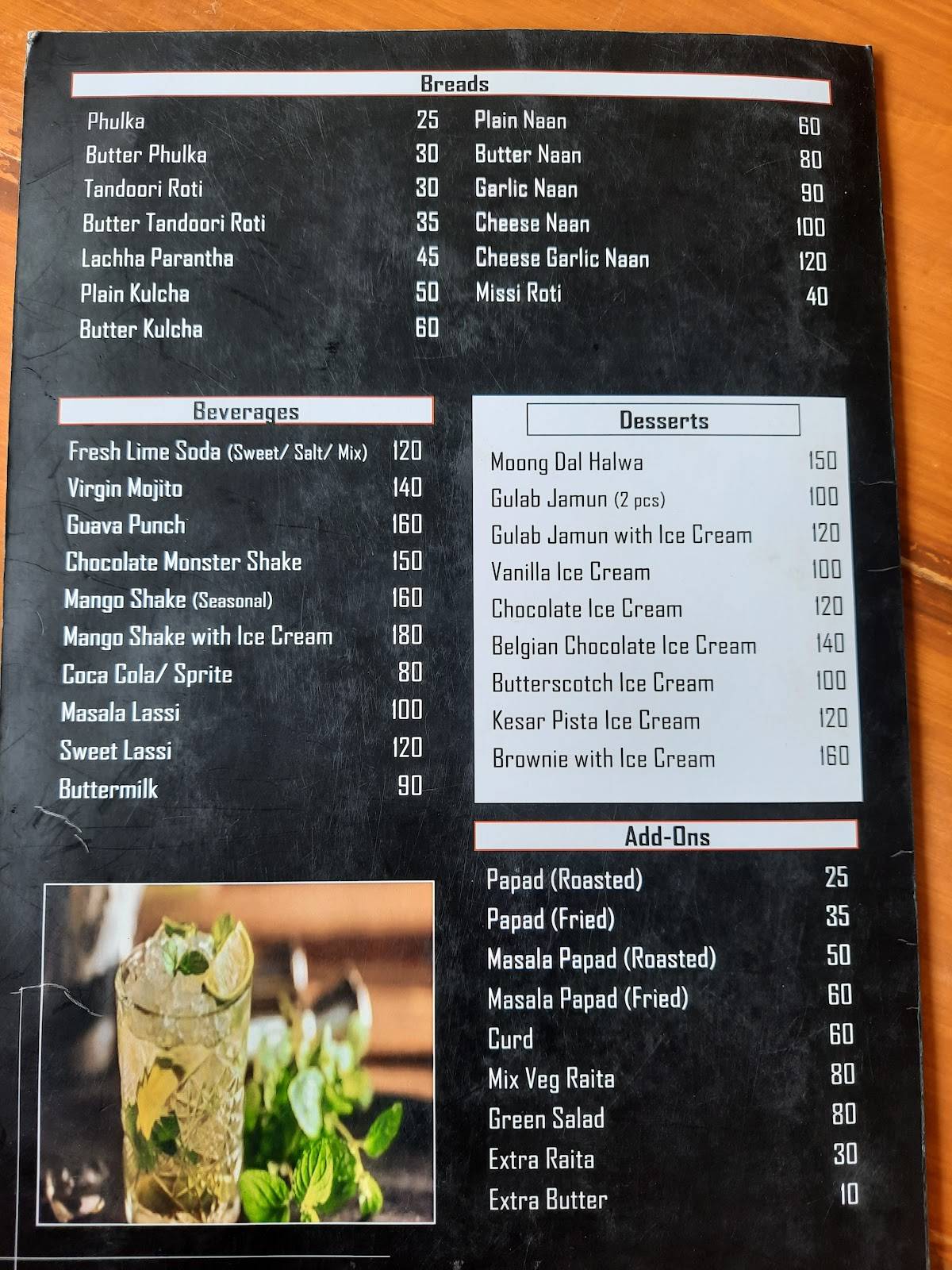 Menu at The Delhi Ritual, Bengaluru