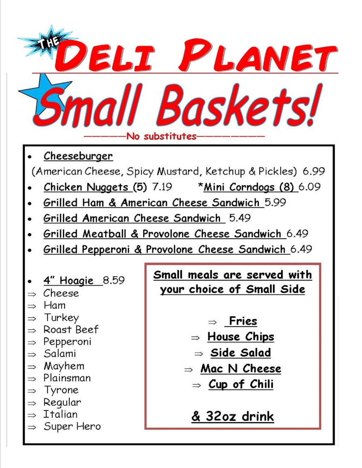Menu at The Deli Planet & Drinkery pub & bar, Wichita Falls, Sheppard ...