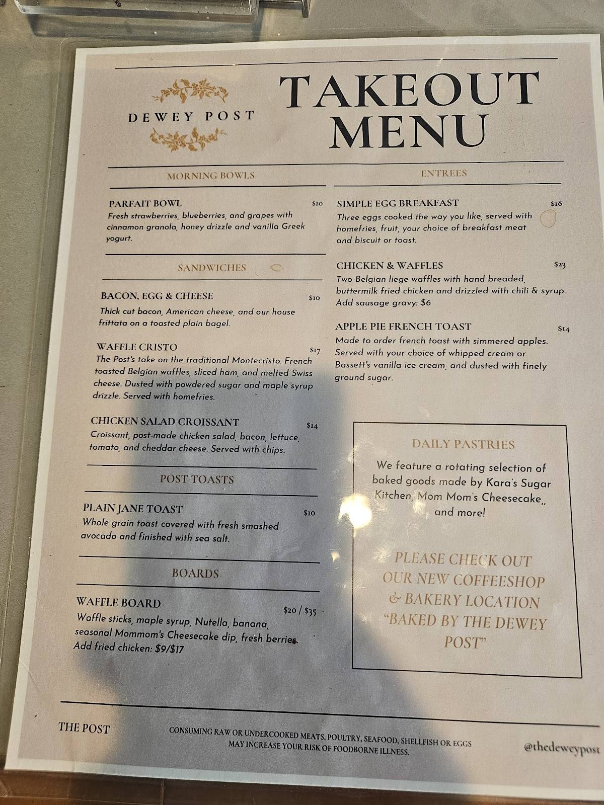 Menu at The Dewey Post pub & bar, Dewey Beach
