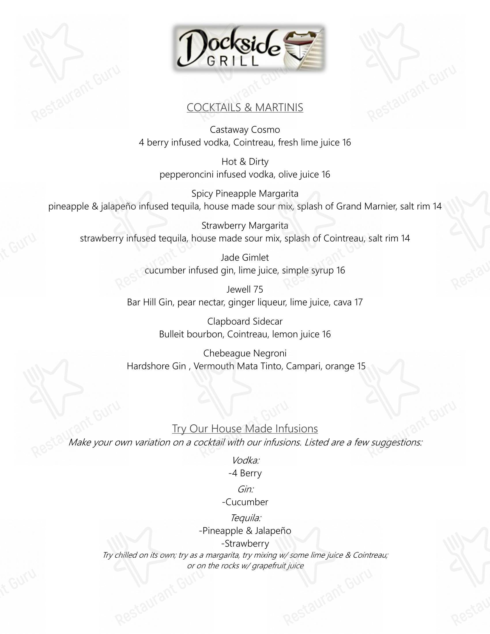 Menu at The Dockside Grill pub & bar, Falmouth, 215 Foreside Rd