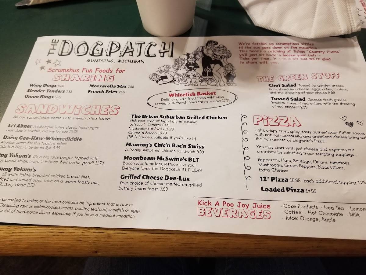 Menu at The Dogpatch Restaurant, Munising