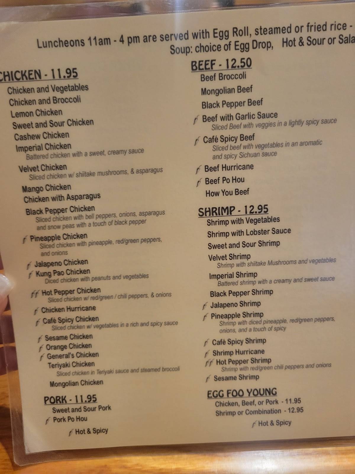 Menu at The East Cafe Chinese Restaurant, Aurora, E Mississippi Ave