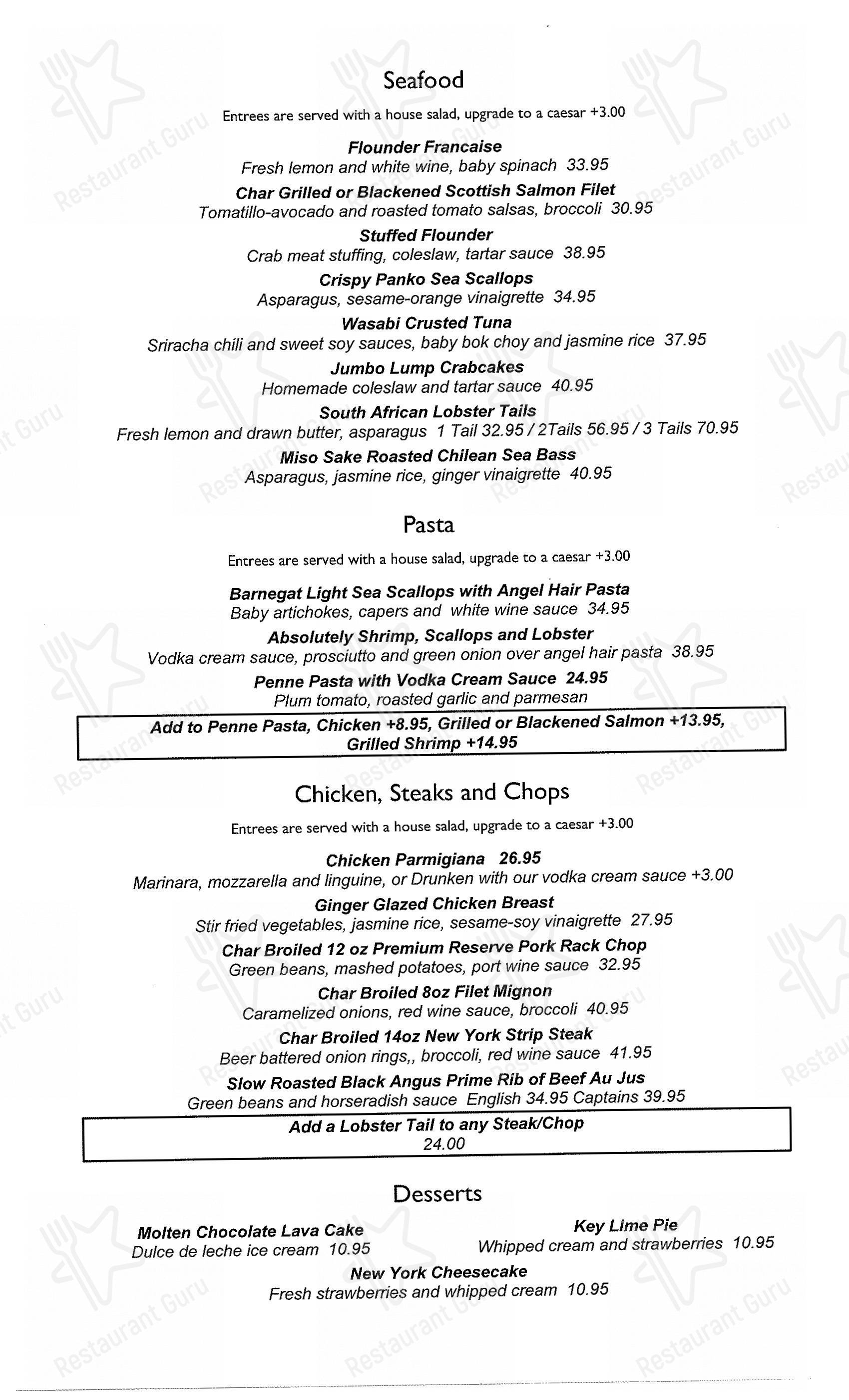 Menu at The Engleside Inn and Restaurant, Beach Haven