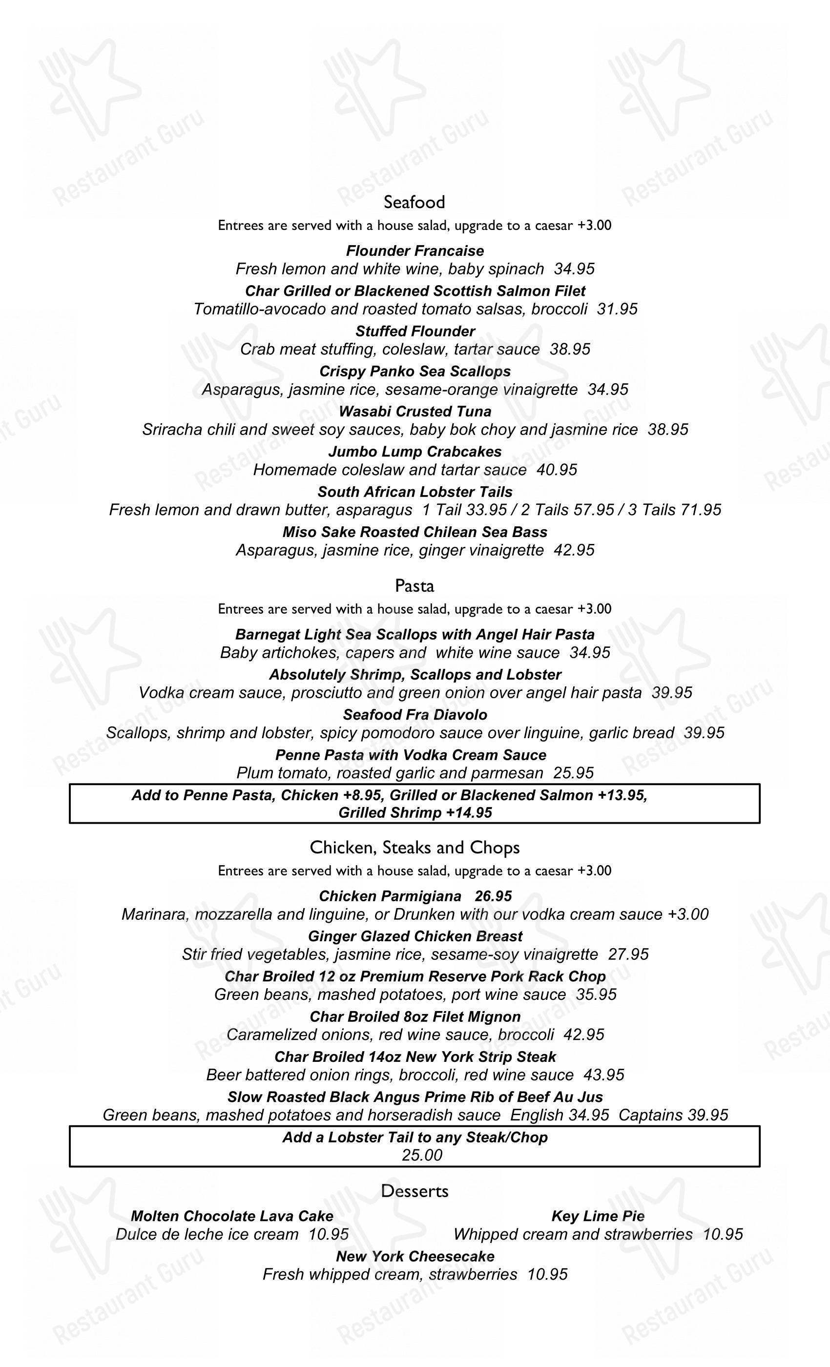 Menu at The Engleside Inn and Restaurant, Beach Haven