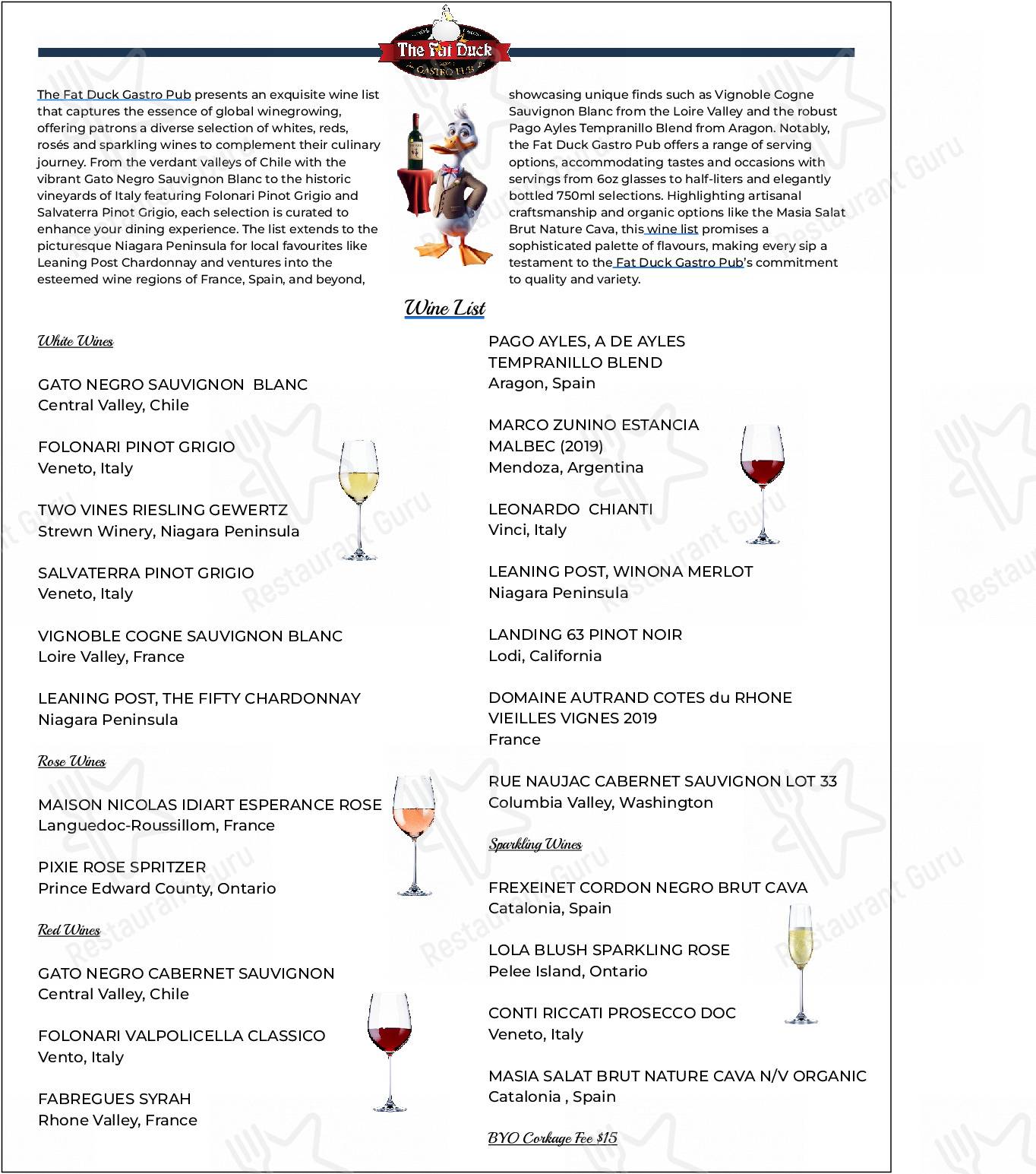Menu at The Fat Duck Gastro Pub, Guelph