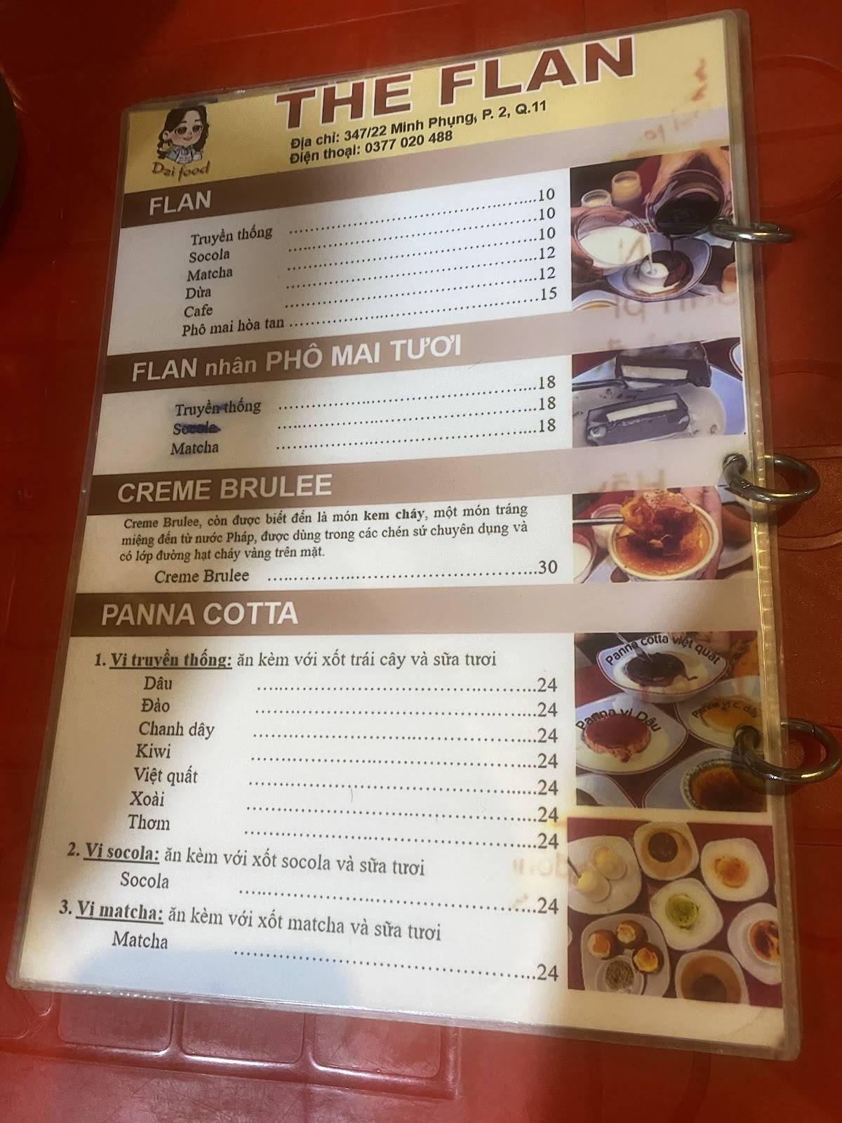 Menu at The Flan desserts, Ho Chi Minh City, 347/15 Đ. Minh Phụng