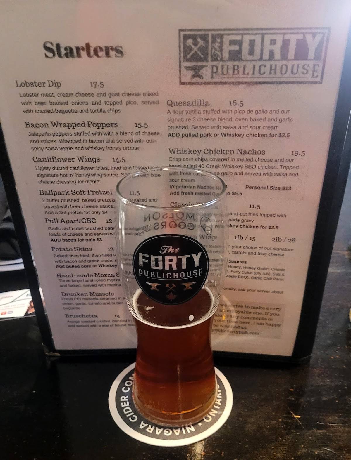 Menu at The Forty Public House, Grimsby