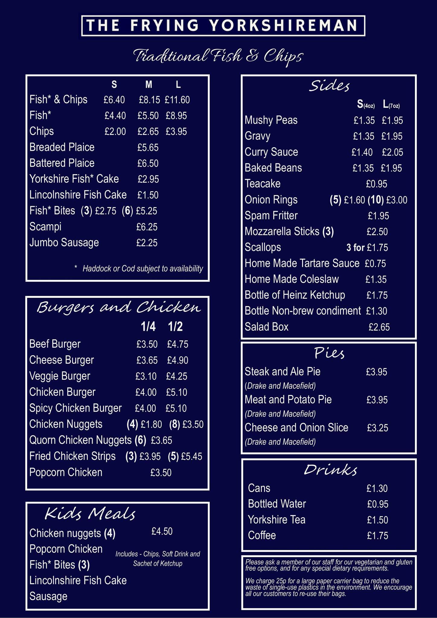 Menu at The Frying Yorkshireman fast food, Gargrave