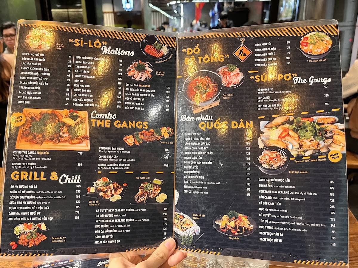 Menu at The Gangs Central restaurant, Ho Chi Minh City