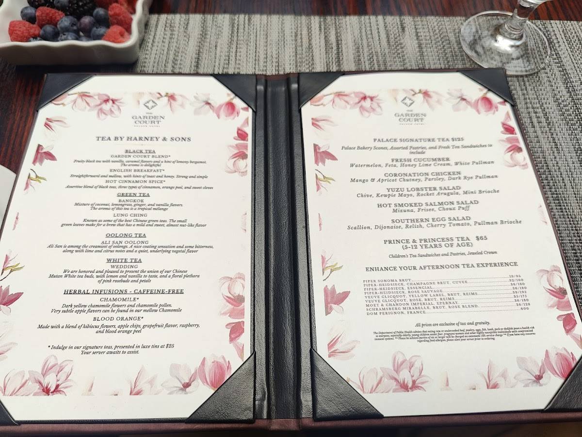 Menu at The Garden Court pub & bar, San Francisco