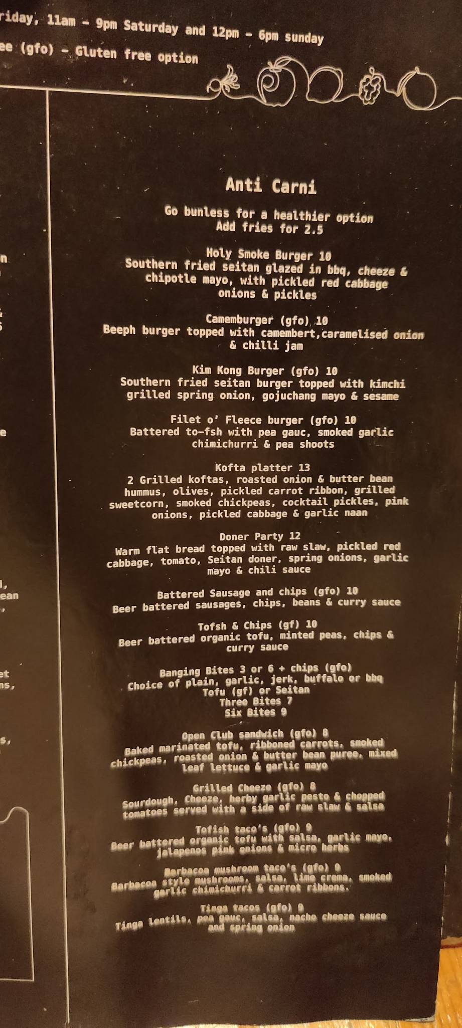 Menu at The Golden Fleece pub & bar, Nottingham