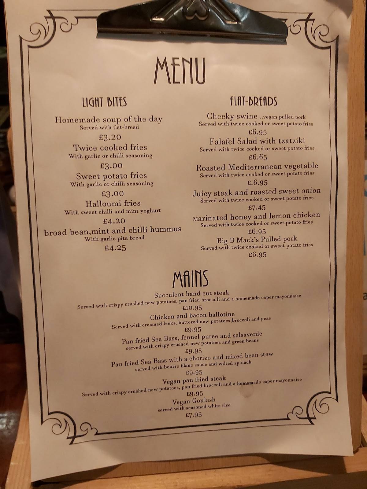 Menu at The Golden Fleece pub & bar, Nottingham