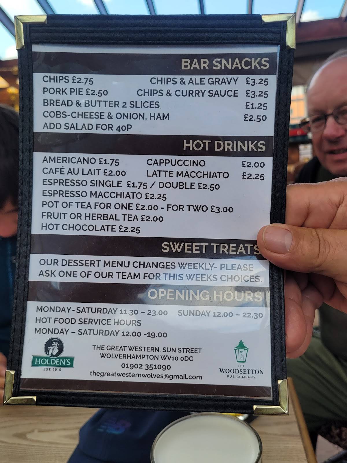 Menu at The Great Western pub & bar, Wolverhampton, Corn Hill