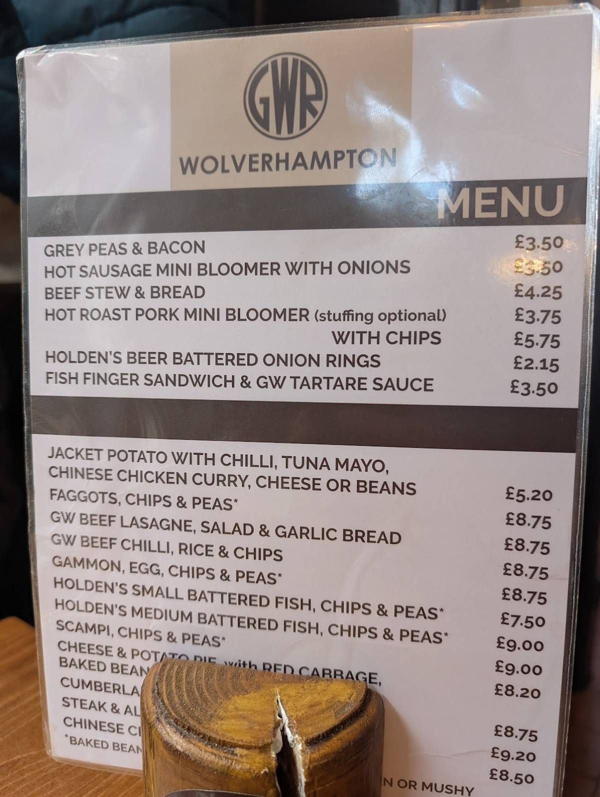 Menu at The Great Western pub & bar, Wolverhampton, Corn Hill